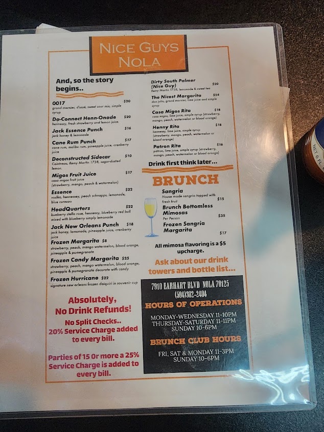 Nice Guys Nola Restaurant Menu | Wings, Burgers & Creole Flavors in New ...
