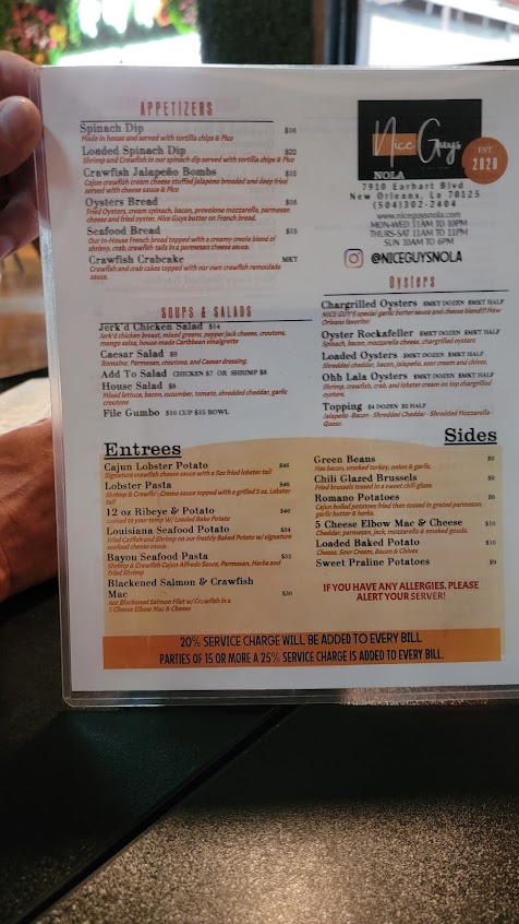 Nice Guys Nola Restaurant Menu | Wings, Burgers & Creole Flavors in New ...